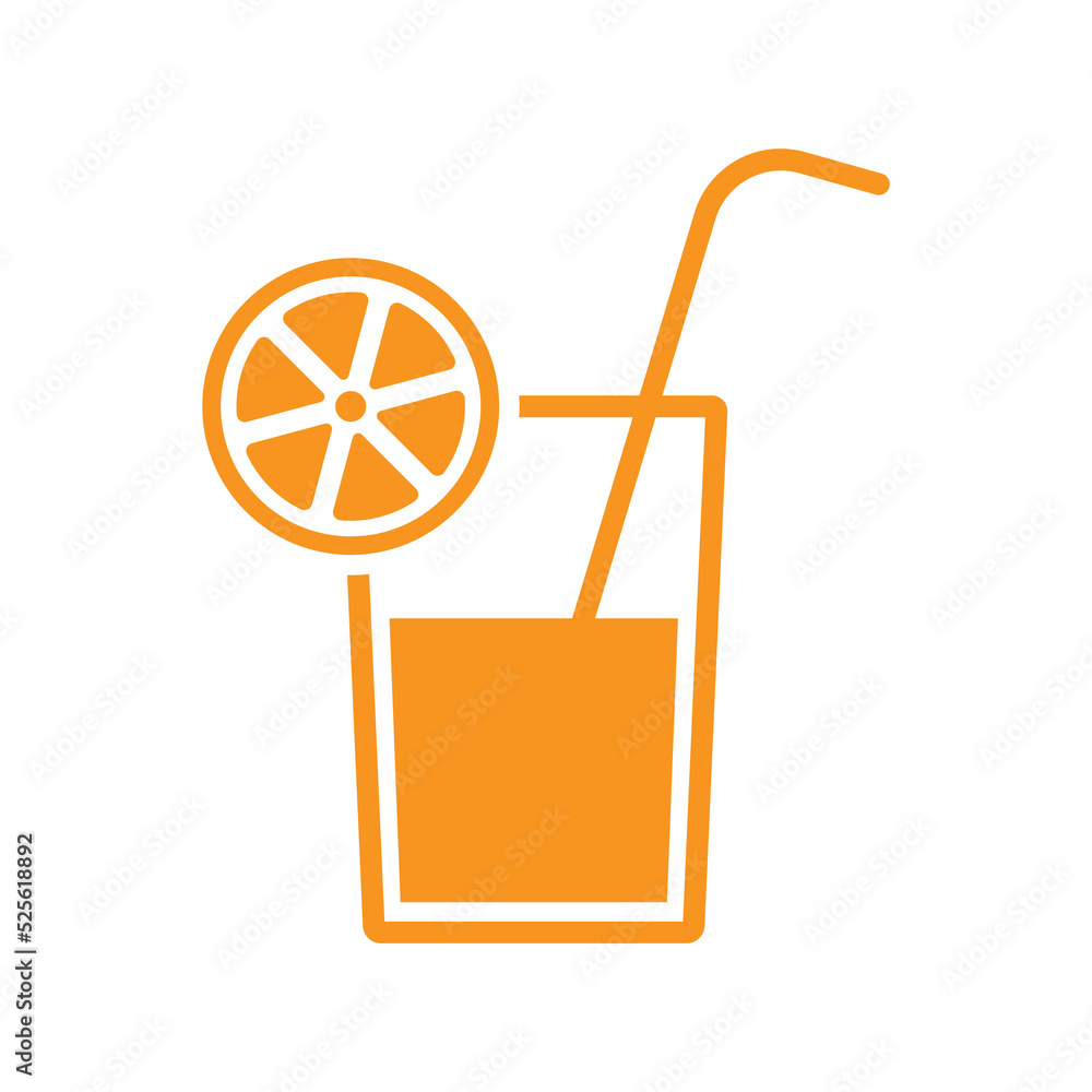 eps10 orange vector soft drink glass icon isolated on white background ...