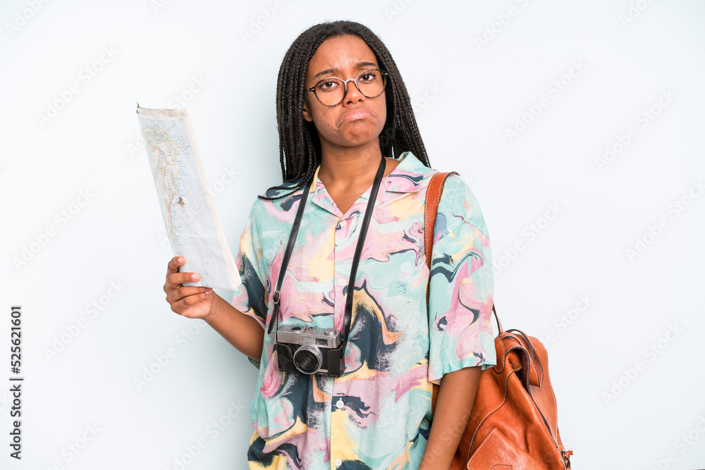 black pretty woman feeling sad and whiney with an unhappy look and ...