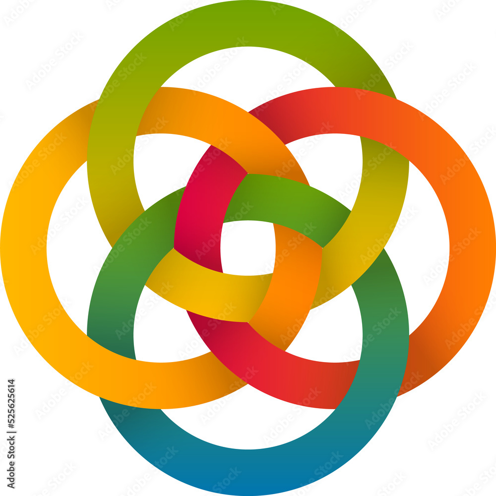 Four interlocked circles in gradient rainbow colors ilustración de ...