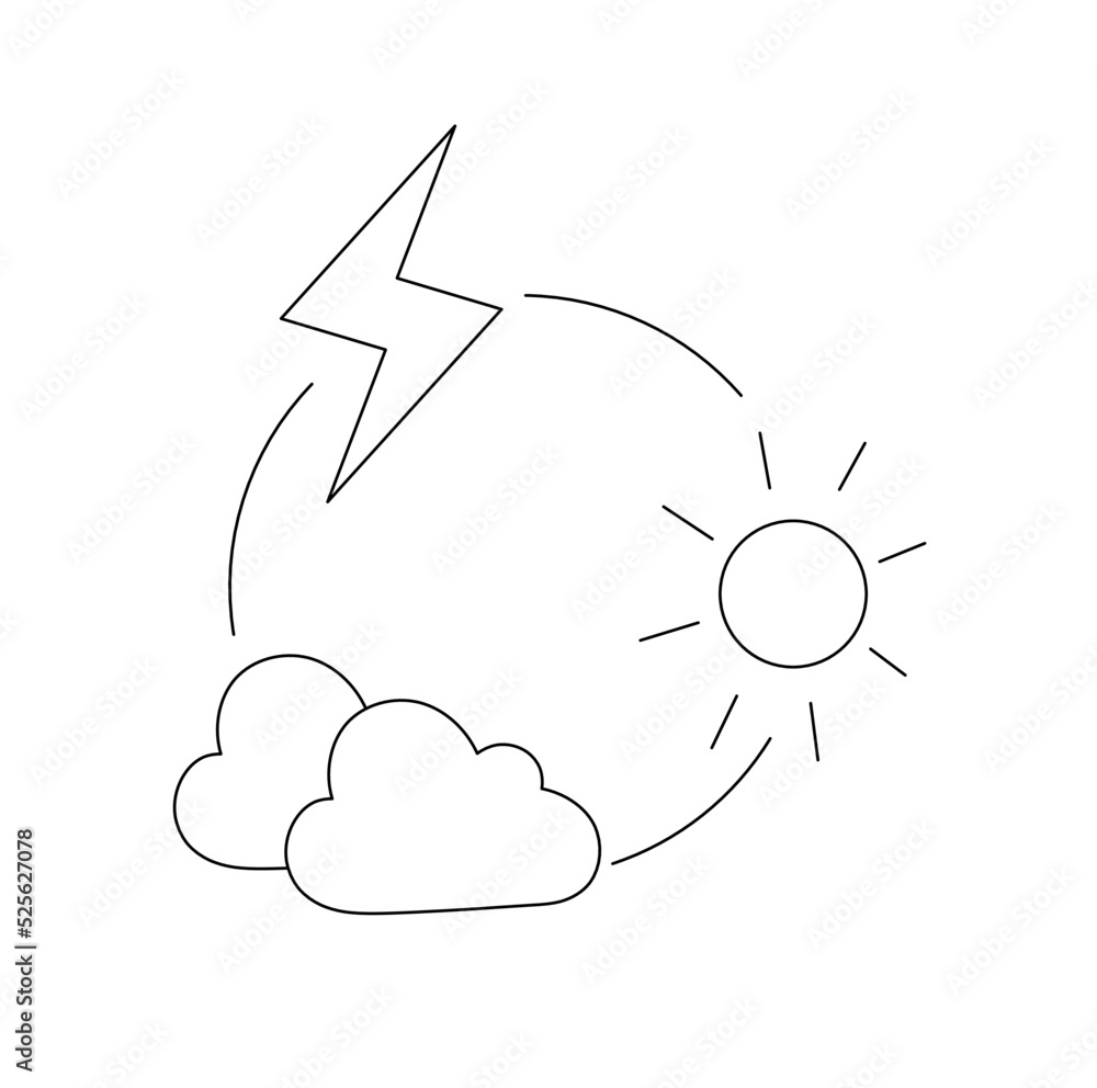 Vector isolated weather cycle three symbols clouds thunder sun ...