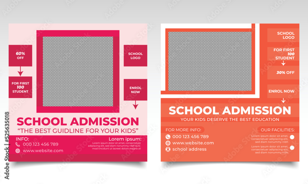 School admission print-ready banner or poster design template. Creative ...