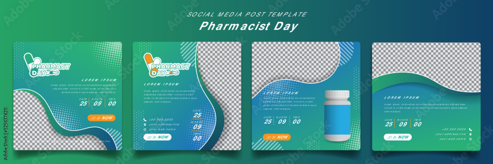 Social media post template with drug box for pharmacist day campaign in ...