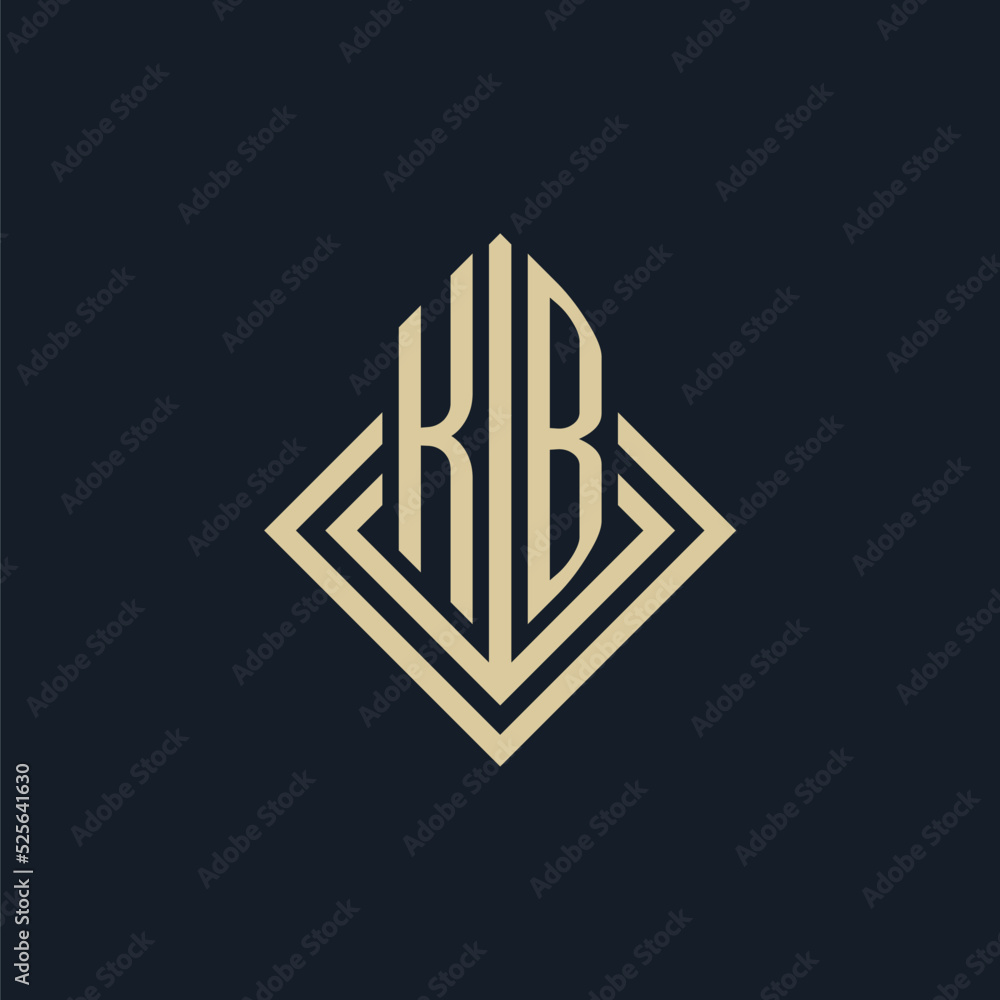 Initials KB logo rhombus lines shape style, luxury modern real estate ...