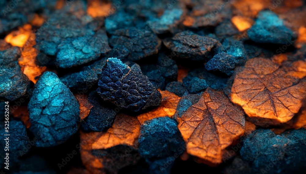 Hyper detailed 3D render of magma and lava particles and rare stones ...