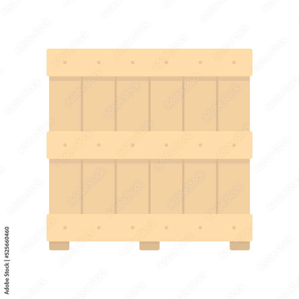 Wooden square box icon. Color silhouette. Front side view. Vector ...