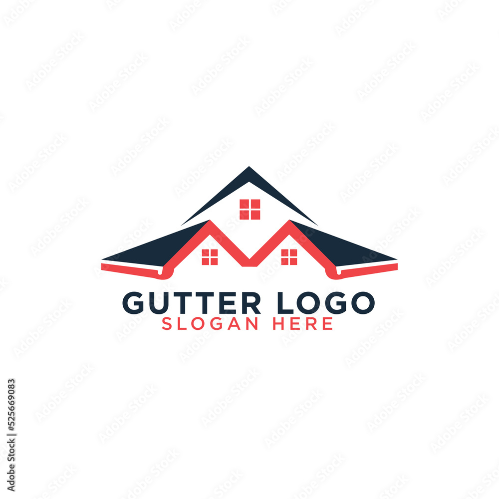 Modern gutter logo design. gutter cleaning logo vector. roofing logo ...