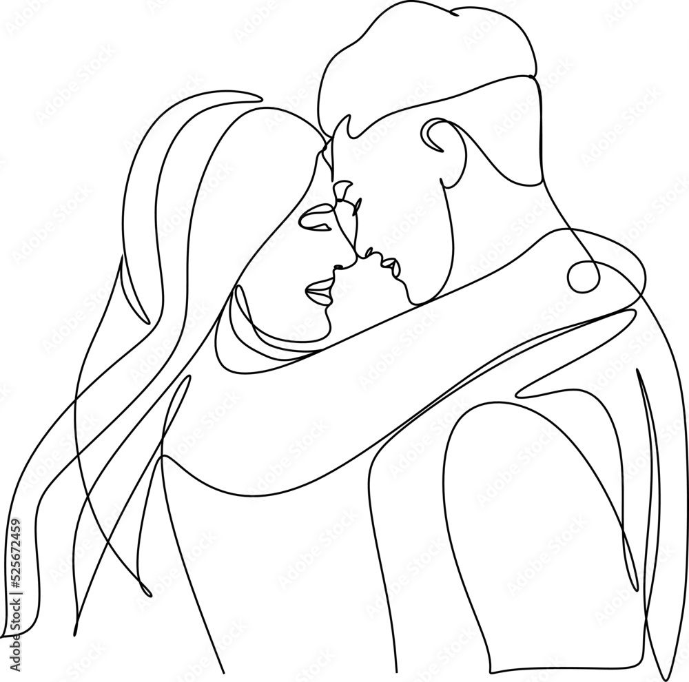 one line drawing of hugging couple vector minimalism. Single hand drawn ...
