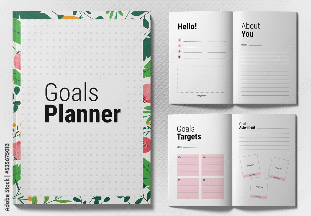 Goals Planner Worksheet Layout Stock Template | Adobe Stock