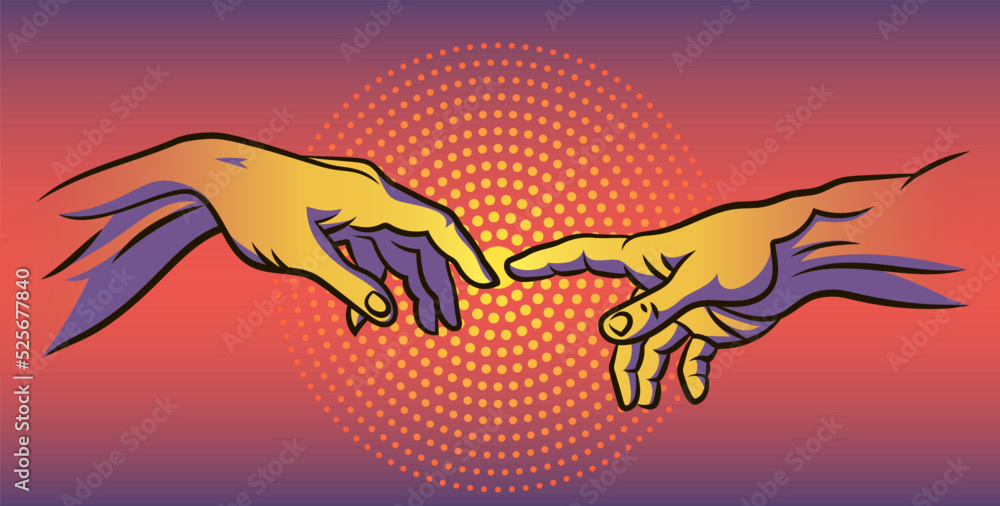 Michelangelo Buonarroti - The Creation of Adam. Part, detail, replica ...