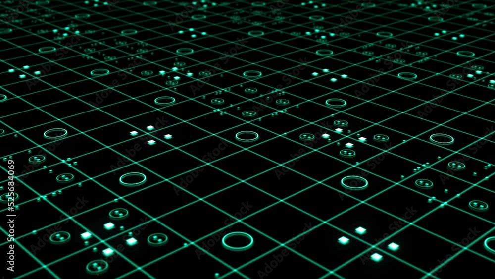 Digital Cyber Technology Background Animation. Moving technology ...