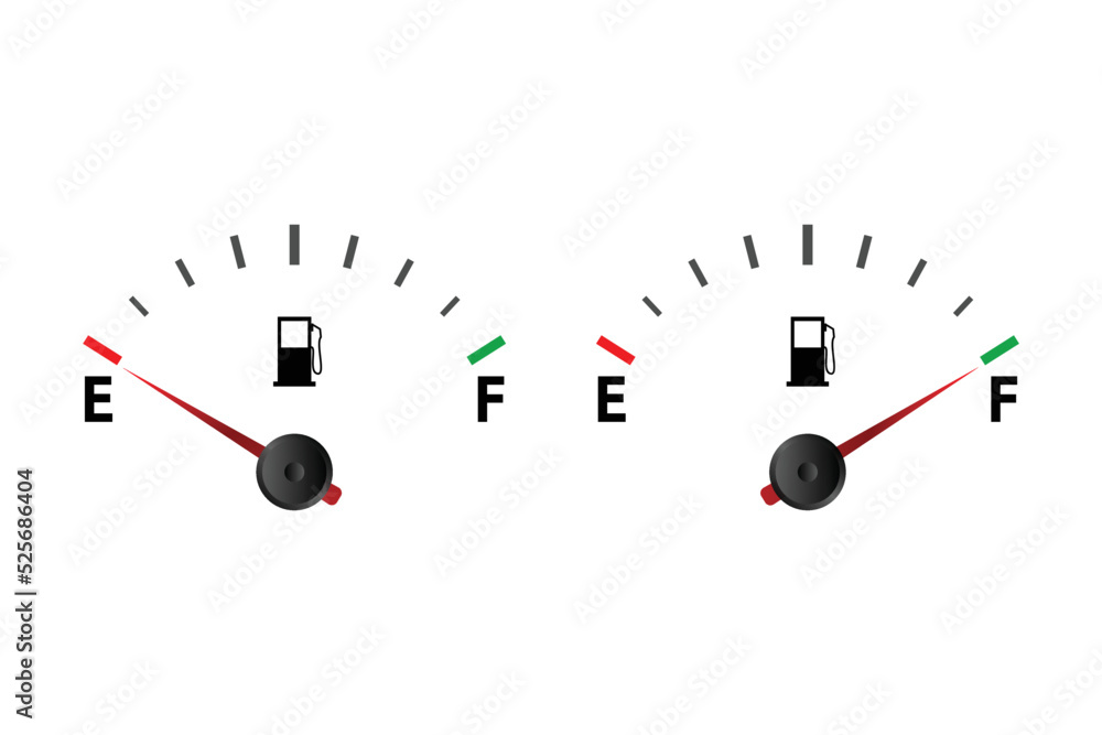 Fuel Dashboard Gauge Sign, fuel indicator in minimum and maximum vector ...