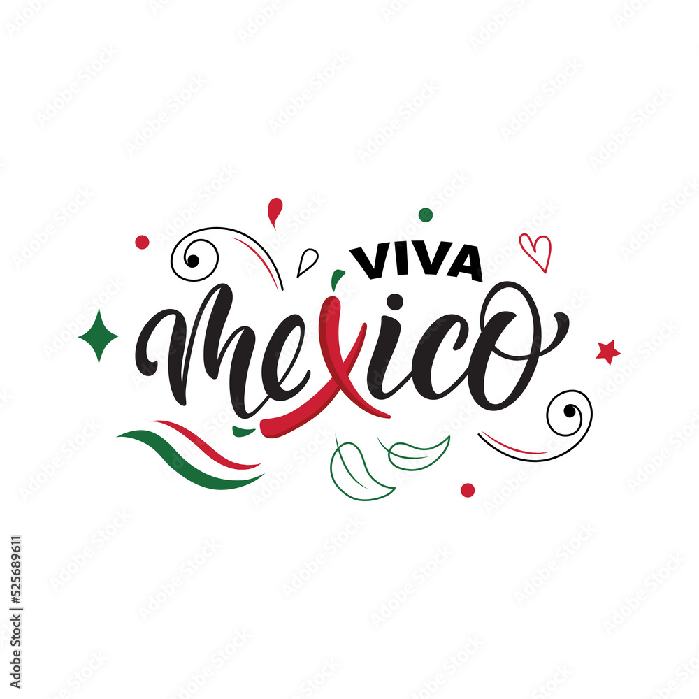 Viva Mexico handwritten text (Long Live Mexico) for Mexico National day ...