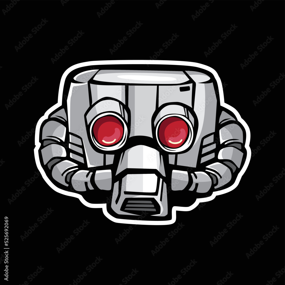 Retro robot head vector logo illustration Stock Vector | Adobe Stock