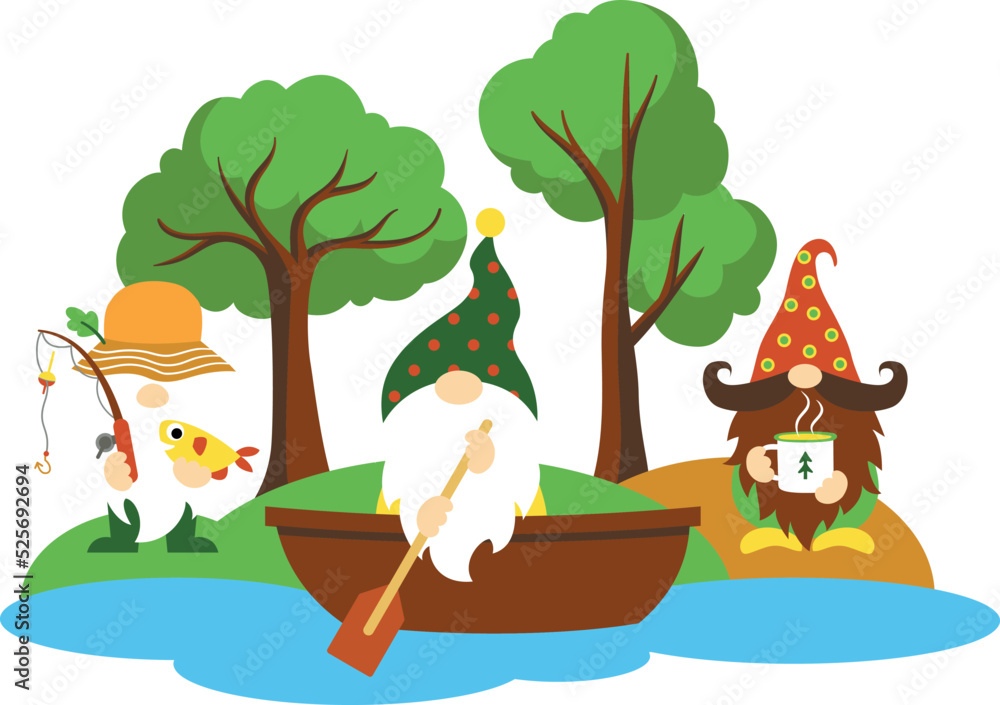 Camping gnomes svg vector illustration isolated on white background ...