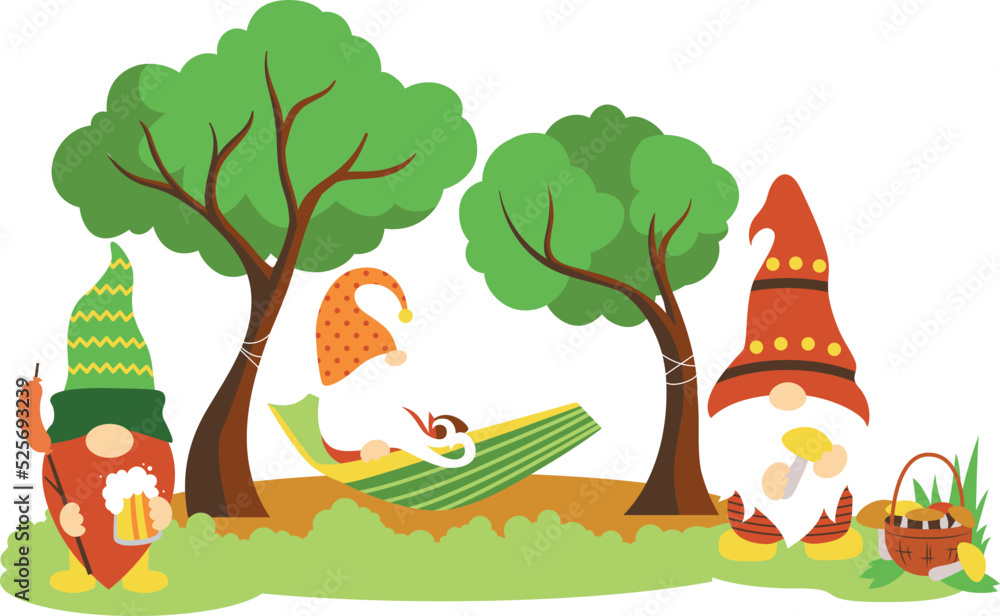 Camping gnomes svg vector illustration isolated on white background ...
