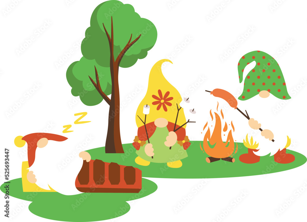 Camping gnomes svg vector illustration isolated on white background ...