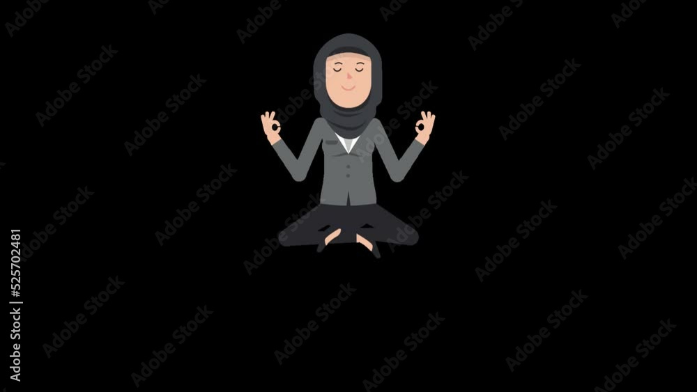 Arab corporate woman meditating in crossed legged position also known ...