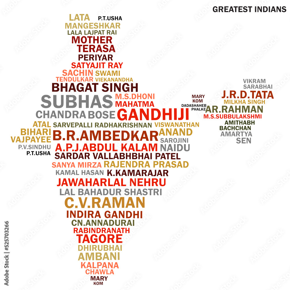 social media cloud of greatest Indian name in India map Stock Vector ...