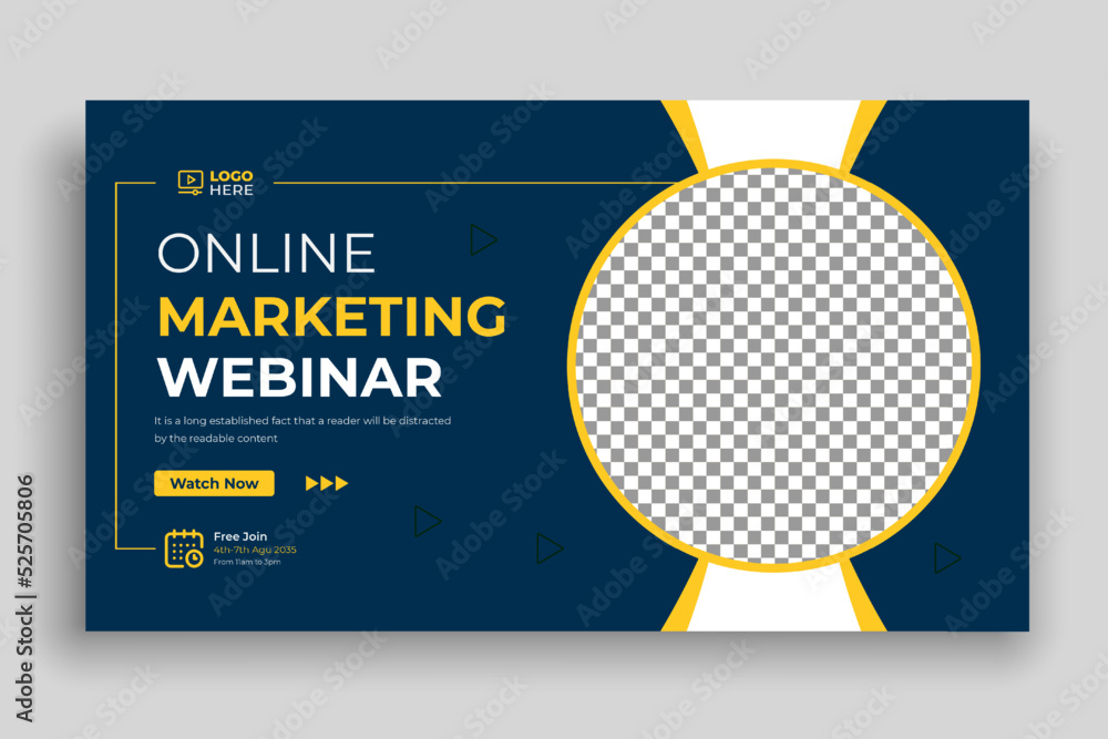 Online marketing webinar web banner and youtube thumbnail template ...