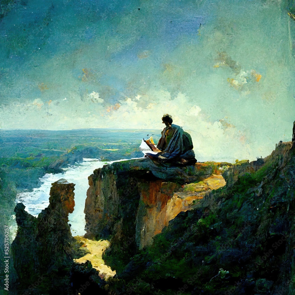Marcus Aurelius Creating Meditations on a mountatin cliff - Roman ...