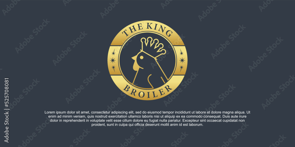 Vetor de King broiler logo design with gold emblem style Premium Vektor ...