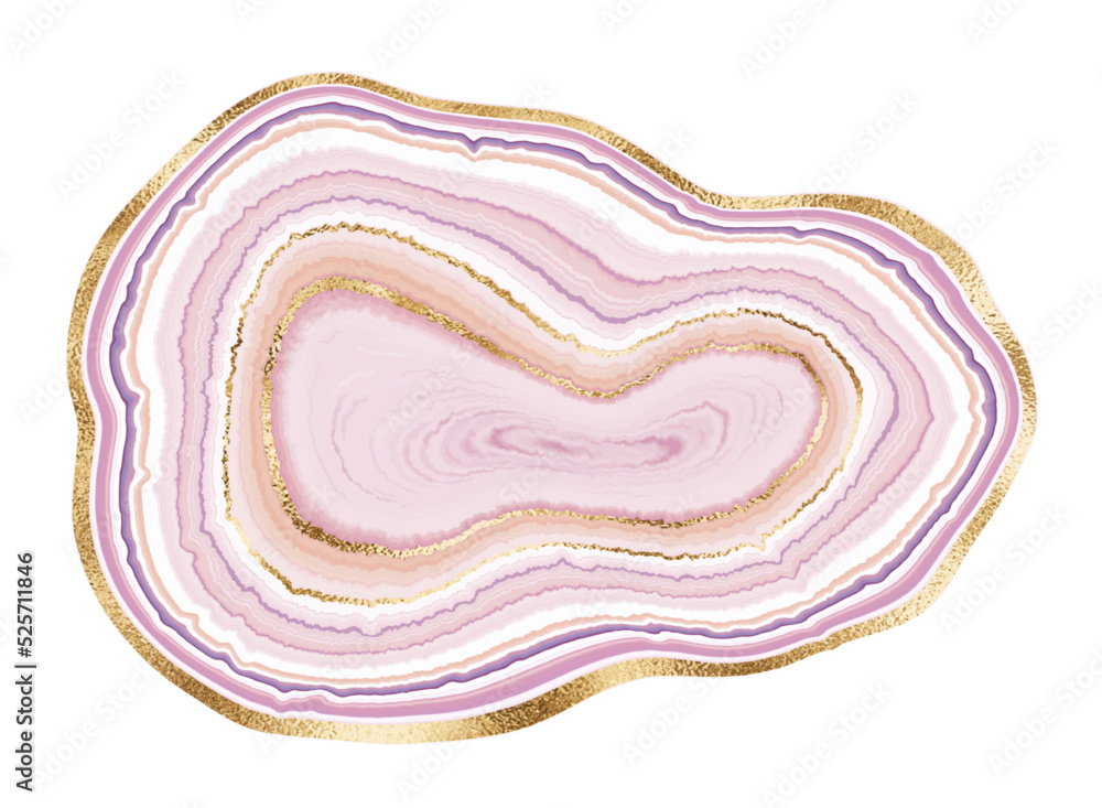 Amethyst crystal slice print design with mineral texture and gold ...