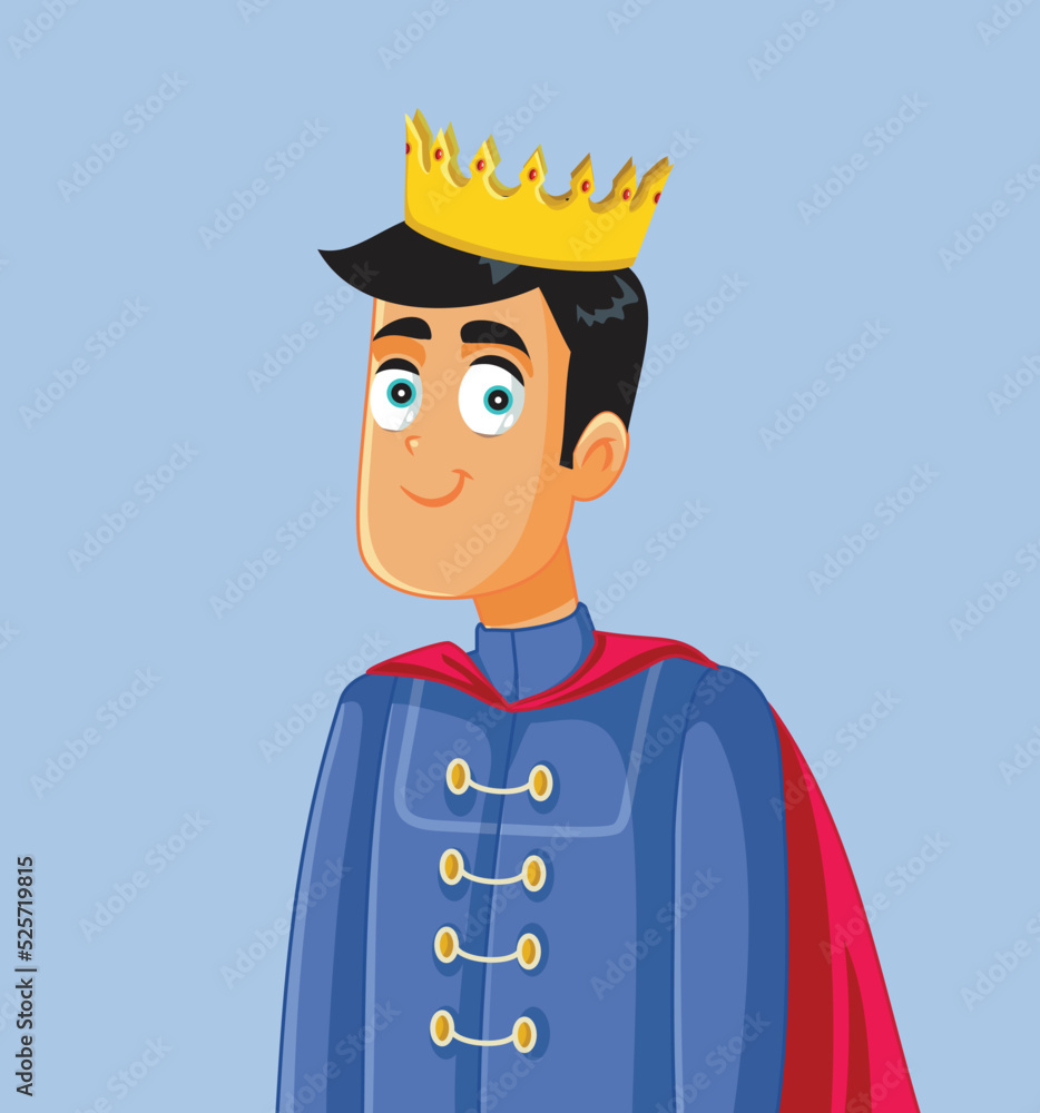 Handsome Smiling Prince Vector Cartoon Character. Happy monarch smiling ...