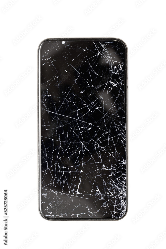 Black broken touch screen phone. PNG file with transparent background ...
