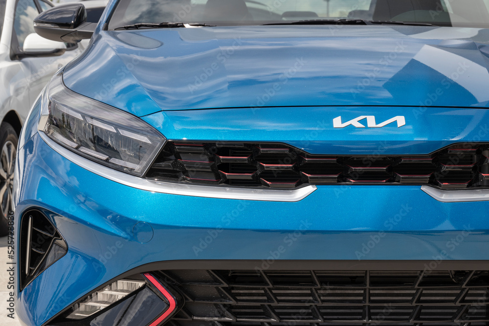 Kia Forte display at a dealership. Kia offers the Forte in LX, LXS, GT ...