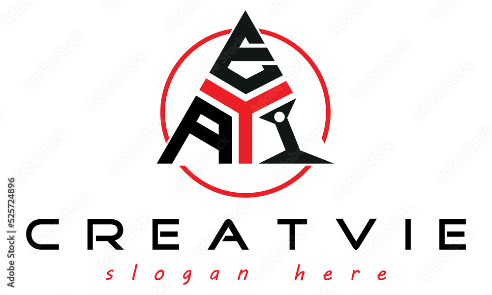 AEI three letter creative triangle shape in circle logo design vector ...
