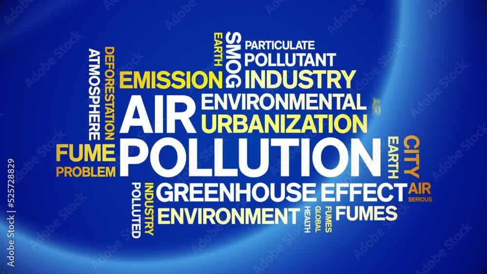 Air Pollution animated tag word cloud;text design animation kinetic ...