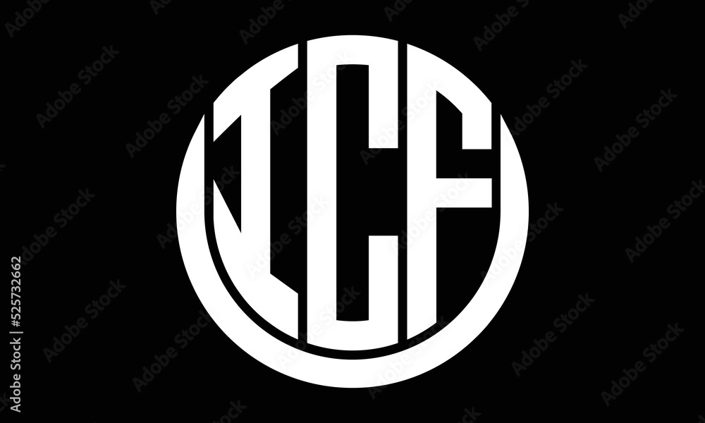 ICF three letter circle logo design vector template. monogram symbol on black & white. Stock ...