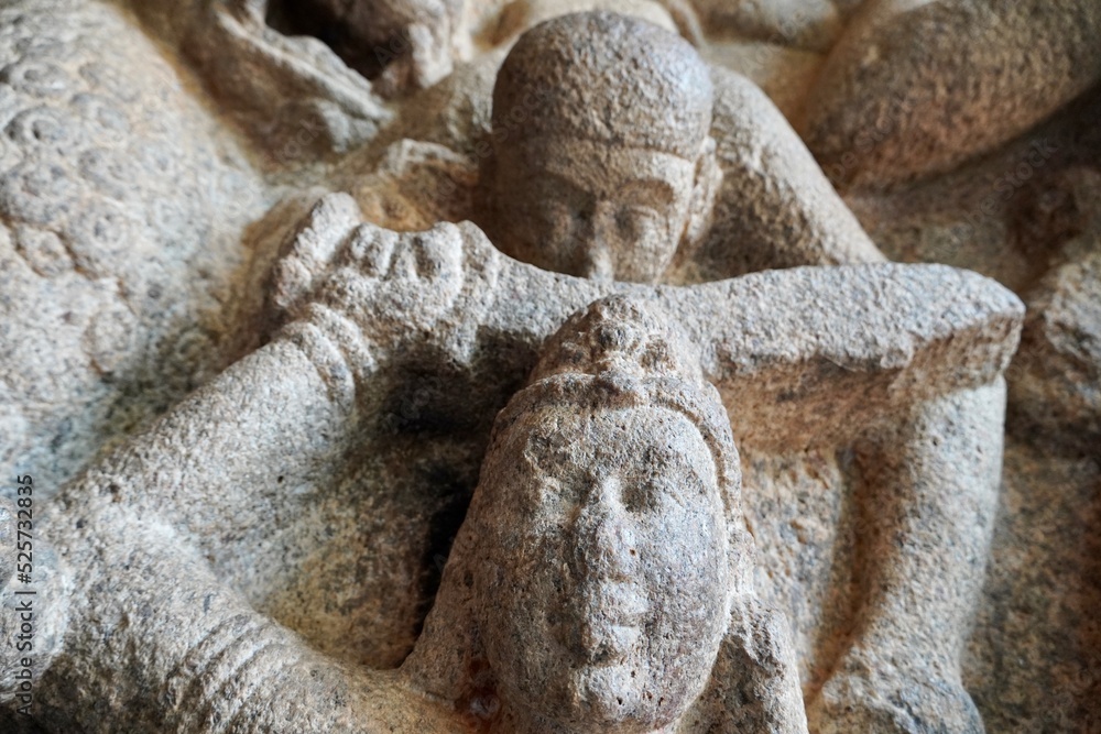 Battlefield scene of Hindu Goddess Durga fight with the Buffalo headed ...