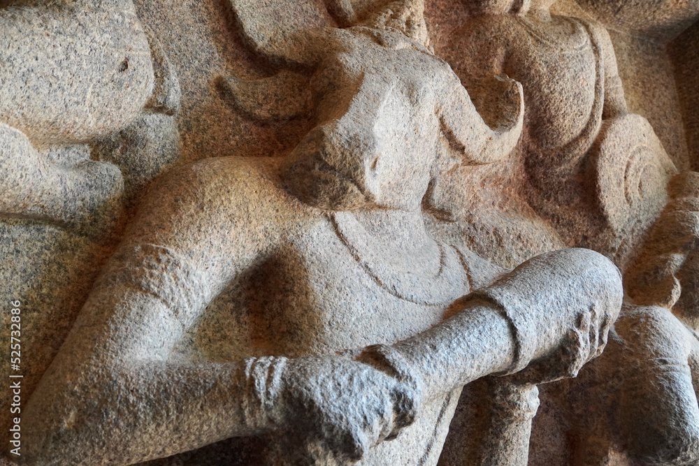 Battlefield scene of Hindu Goddess Durga fight with the Buffalo headed ...