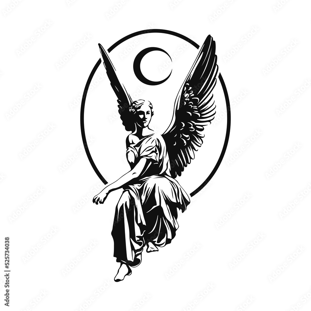 winged female angel vector illustration Stock Vector | Adobe Stock