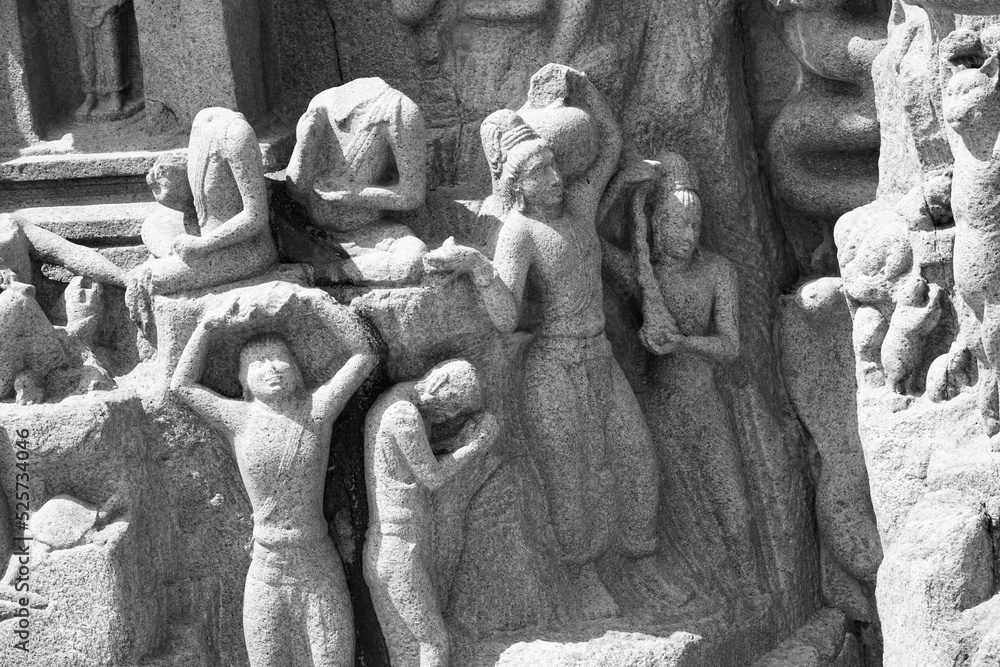 Descent of the Ganges: A giant open-air rock bas relief carved on two ...