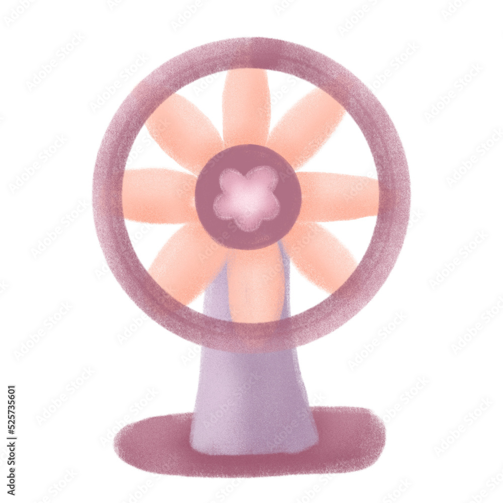Purple Fan Cartoon Chalk Illustration Stock Illustration | Adobe Stock