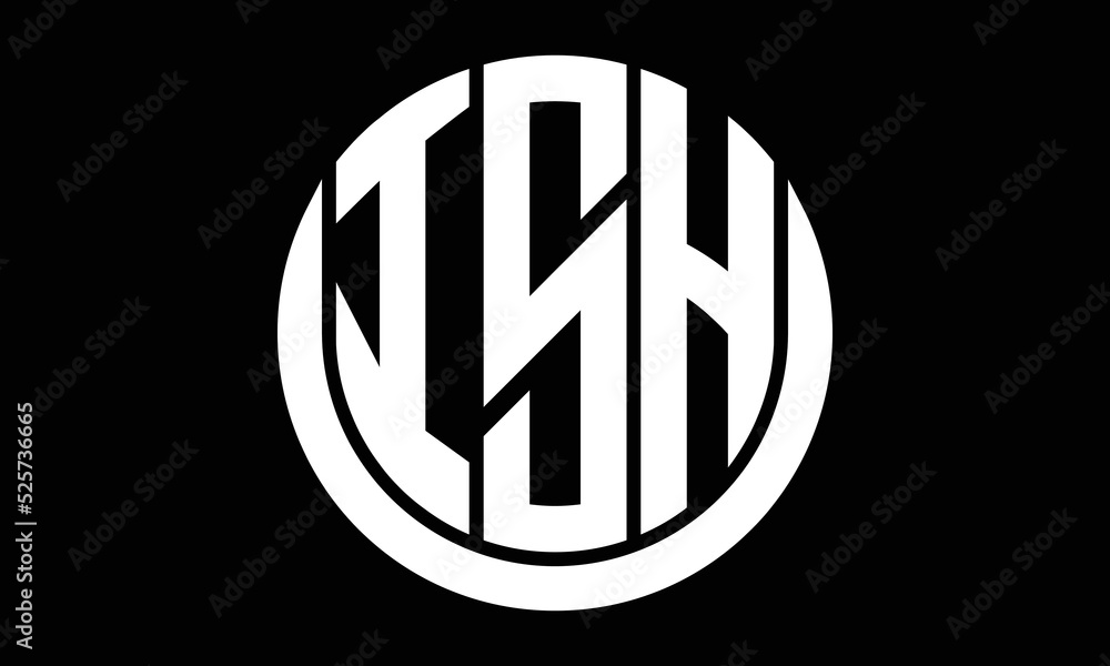 ISH three letter circle logo design vector template. monogram symbol on ...