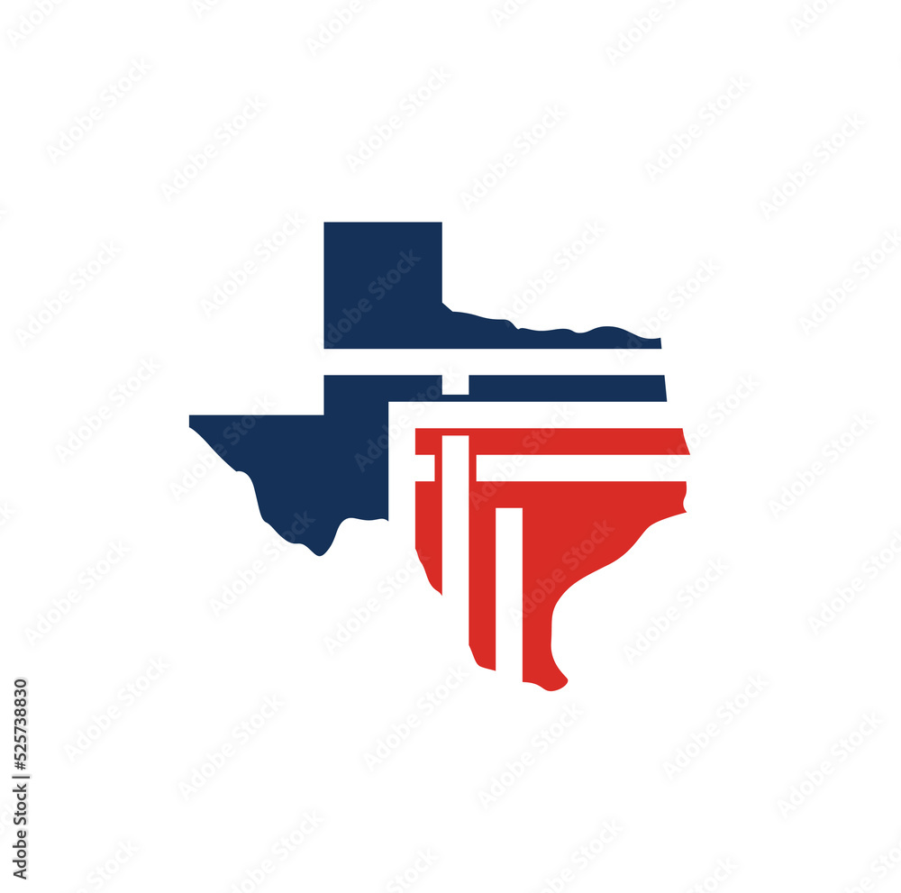 Letter F T I and Texas Map. Logo design. Vector Illustration. Stock ...