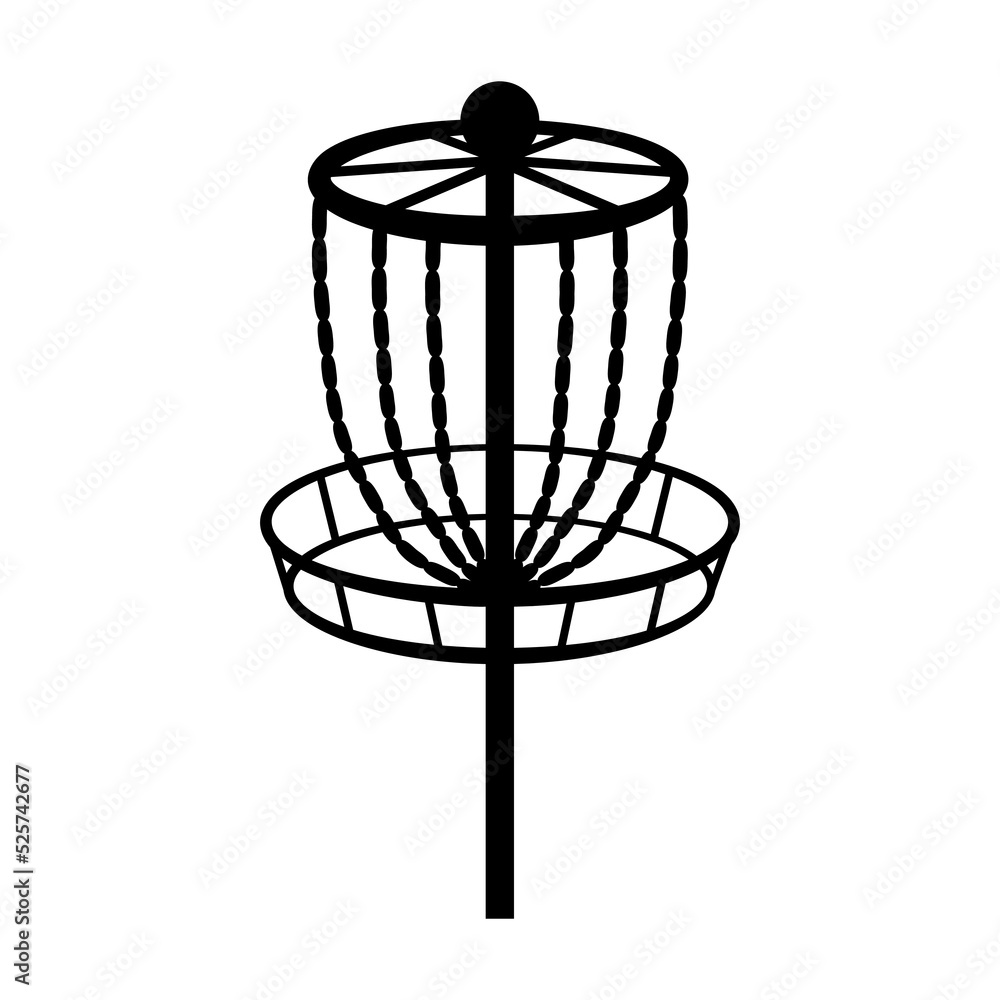 Disc golf basket icon. Vector outline illustration isolated on white ...