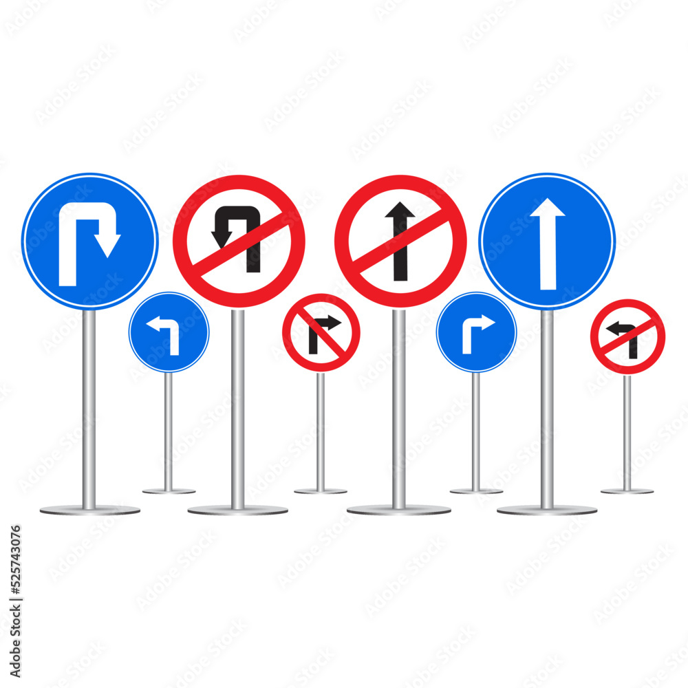 European road signs, arrow traffic symbols vector Stock Vector | Adobe ...
