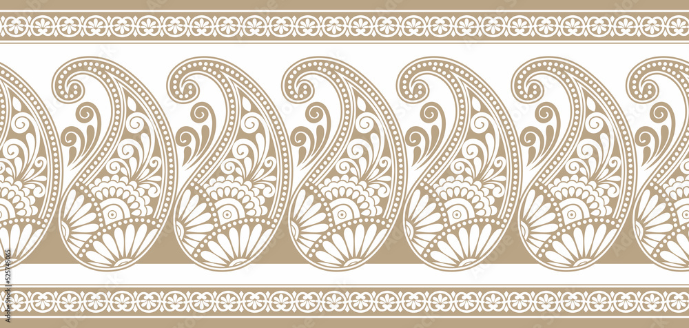 Traditional Asian paisley border design Stock Vector | Adobe Stock