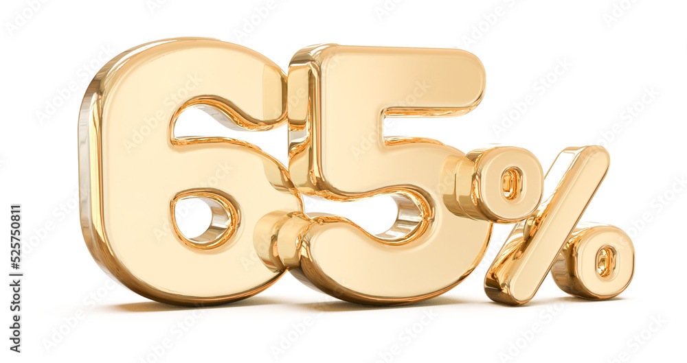 3d number 65 percent gold promotion Stock Illustration | Adobe Stock