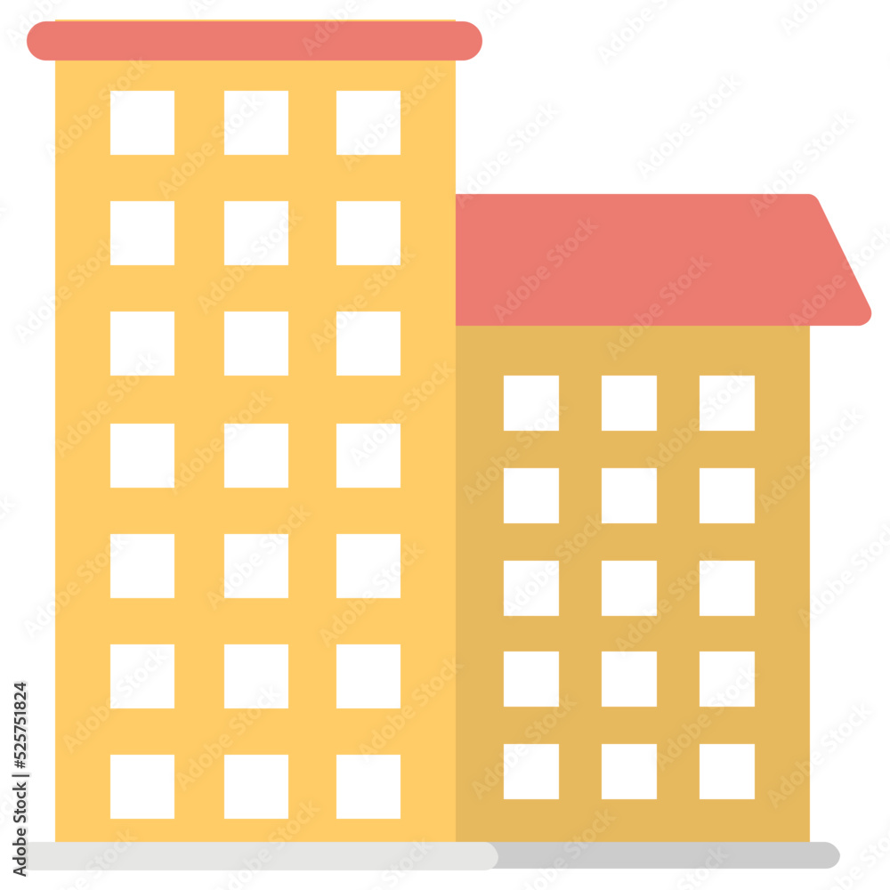 Flats Building Flat Colored Icon Stock Vector | Adobe Stock