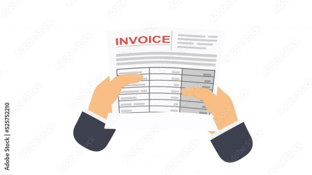 Invoice. Animation of the invoice in hand, alpha channel is turned on ...