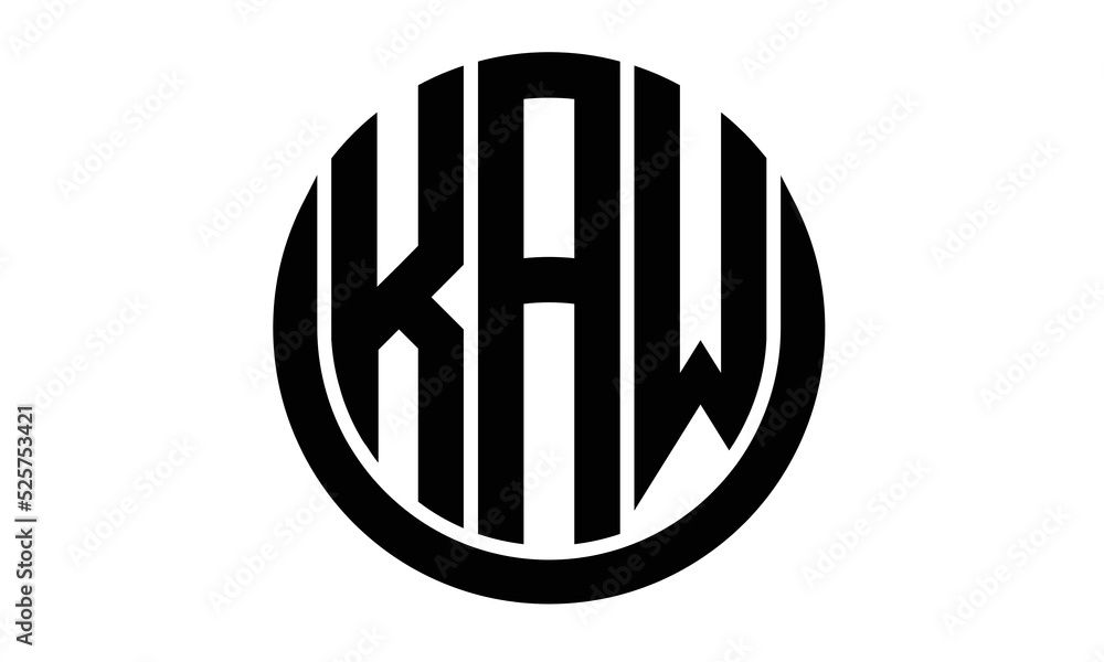 KAW three letter circle logo design vector template. monogram symbol on ...