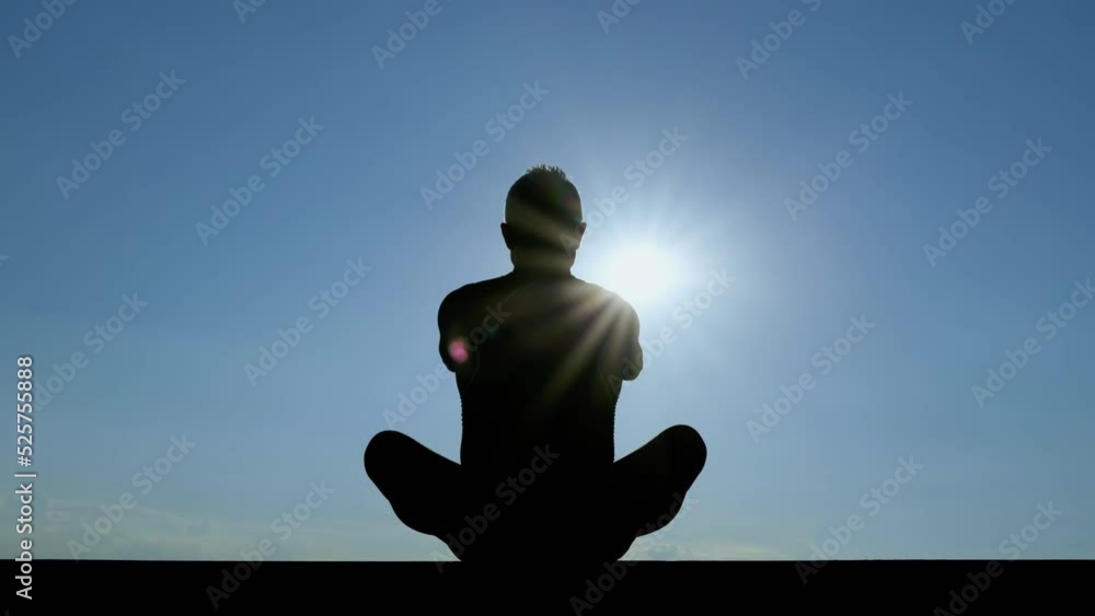 Video Stock silhouette of man mindfulness active meditation outdoor ...