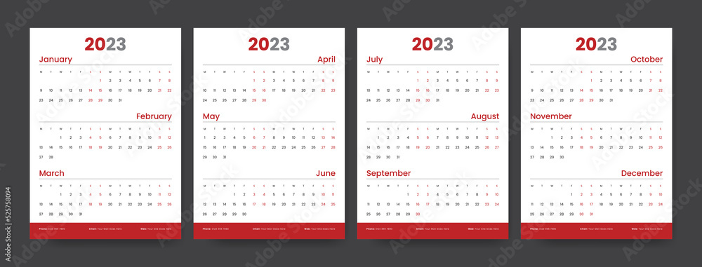 Wall Calendar Template Design for 2023 year, Monthly Creative Calendar ...