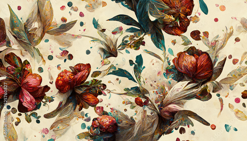 ภาพประกอบสต็อก Artistic abstract flower pattern gorgeous flowers and ...