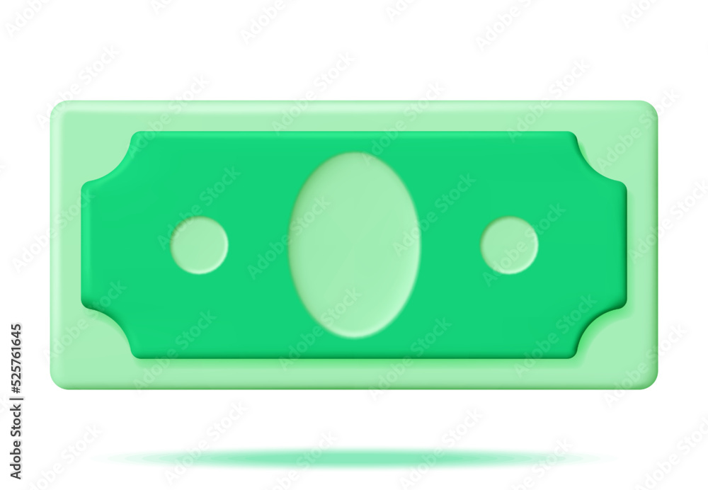 3D Green Dollar Banknote Icon Isolated. American Dollar Paper Money ...
